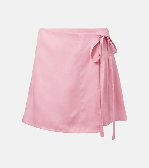Asceno Positano Linen Miniskirt - Pink