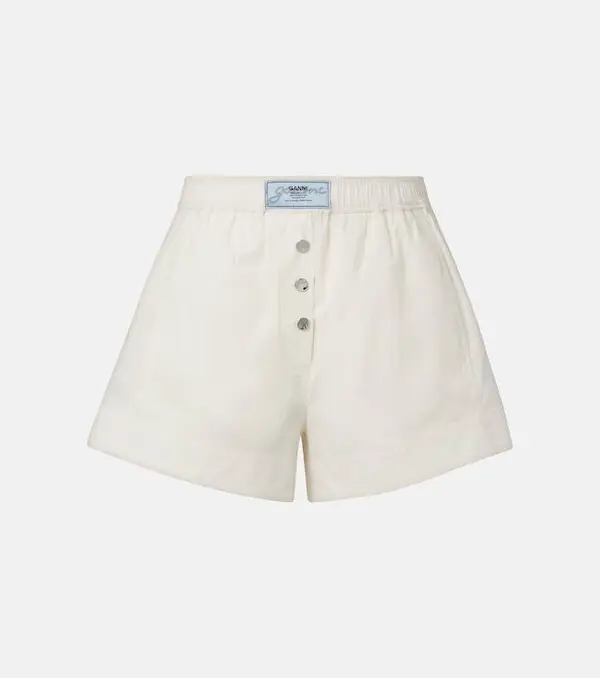 GANNI Cotton-blend Shorts - White