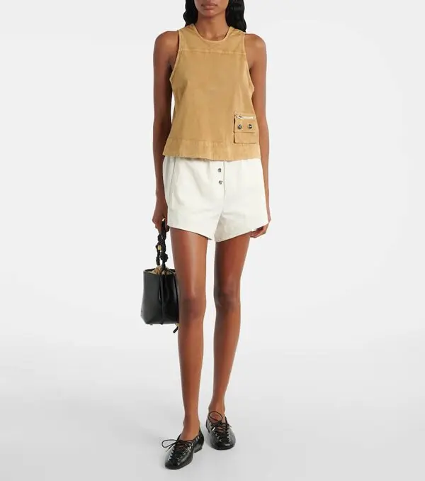 GANNI Cotton-blend Shorts - White