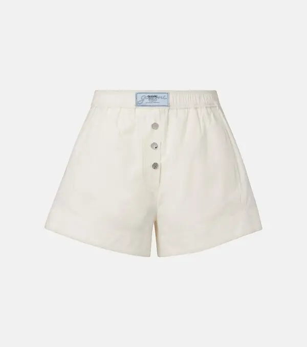 GANNI Cotton-blend Shorts - White