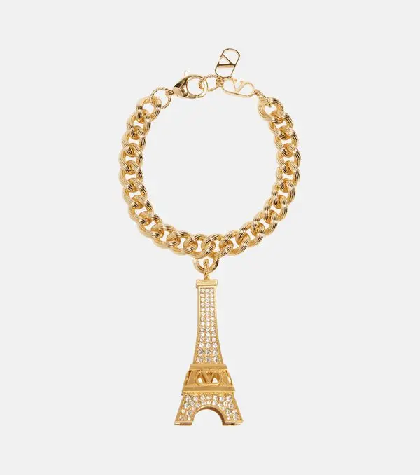 Valentino Garavani Eiffel Tower Crystal-embellished Bracelet - Gold