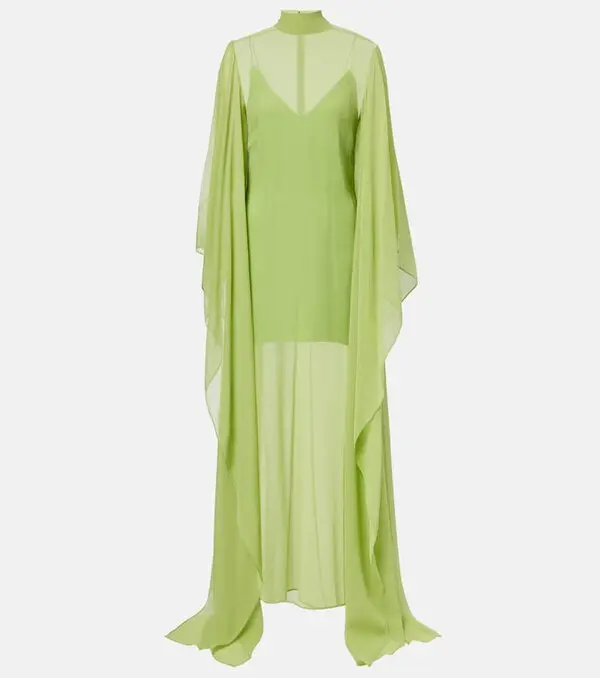 TALLER MARMO Lanzarote Semi-sheer Silk Kaftan - Green