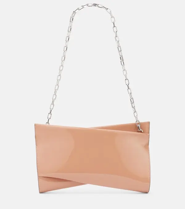 CHRISTIAN LOUBOUTIN Loubitwist Patent Leather Clutch - Beige