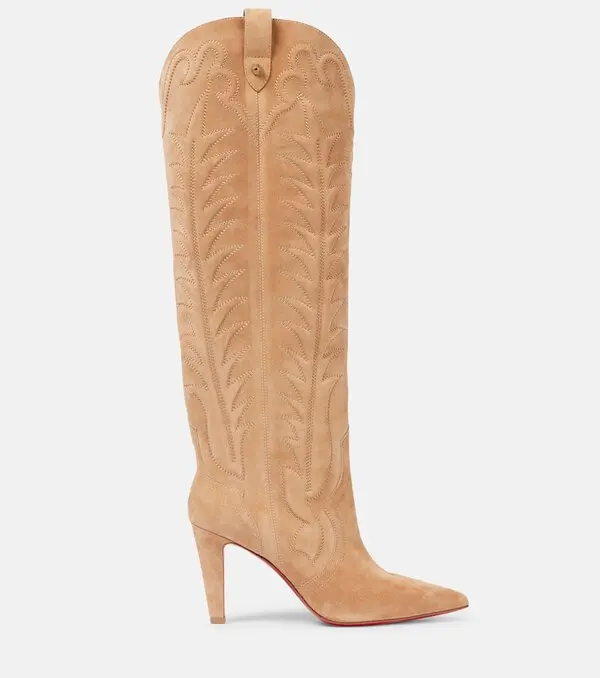 CHRISTIAN LOUBOUTIN Santia Botta 85 Suede Knee-high Boots