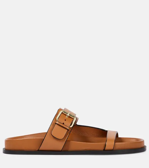 A.emery Prince Leather Slides - Brown