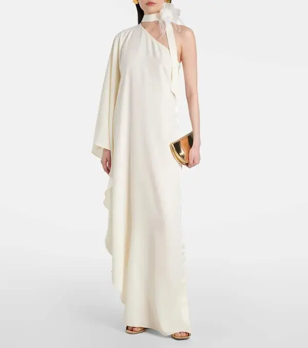 TALLER MARMO Bolkan Garden Feather-trimmed Maxi Dress - White