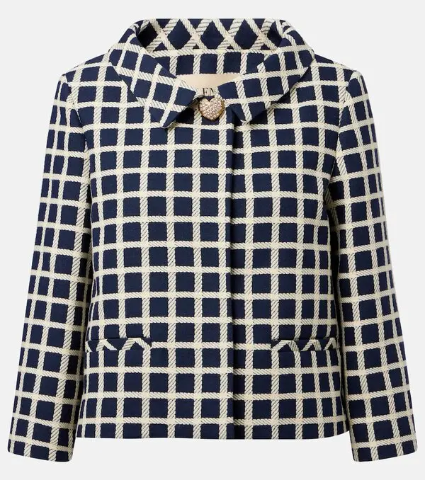 Valentino Garavani Checked Wool And Cotton-blend Jacket - Blue
