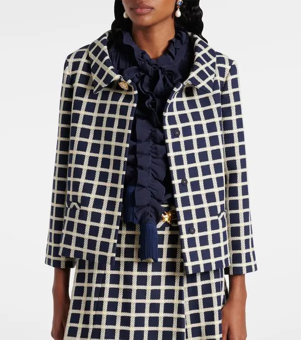 Valentino Garavani Checked Wool And Cotton-blend Jacket