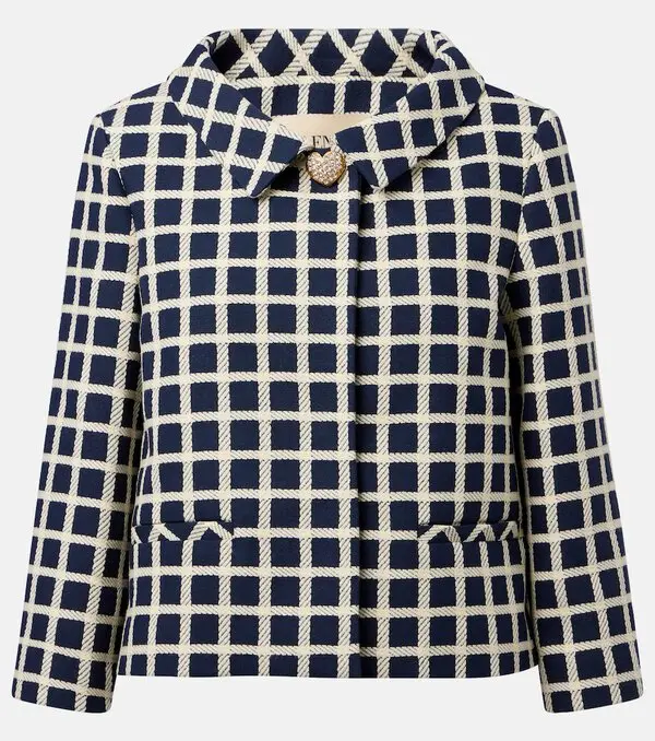 Valentino Garavani Checked Wool And Cotton-blend Jacket