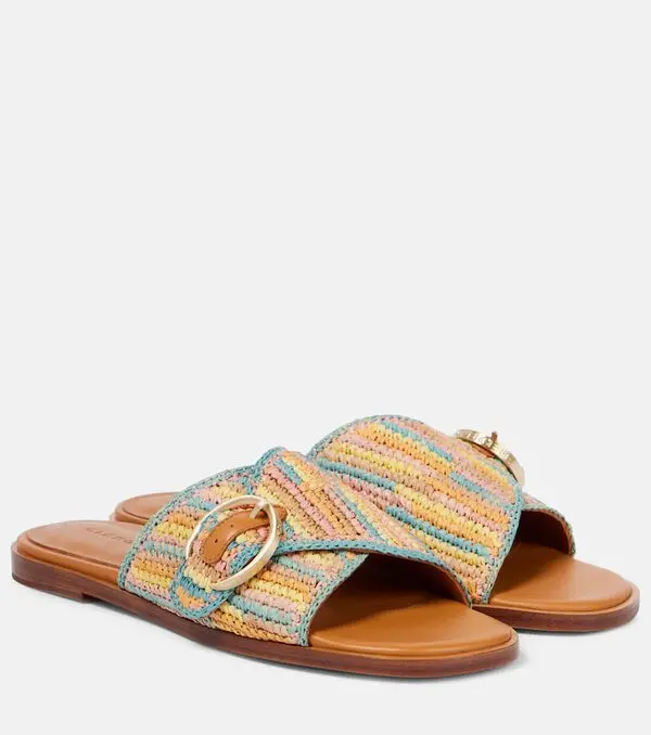 Clergerie Irme Raffia Slides - Multicoloured