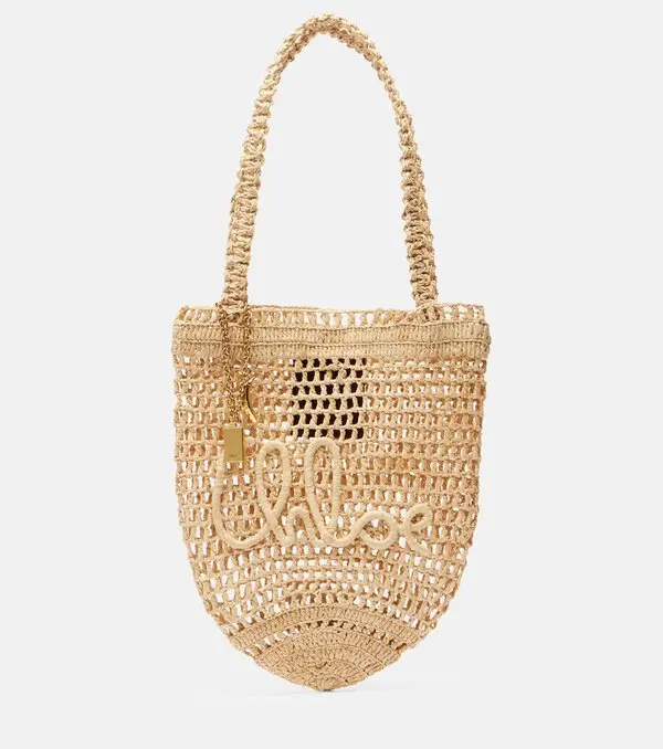Chloé Small Raffia Tote Bag - Beige