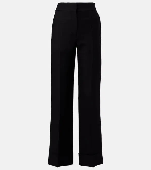 Valentino Garavani Wool And Silk Wide-leg Pants - Black