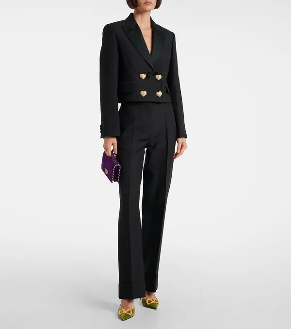 Valentino Garavani Wool And Silk Wide-leg Pants