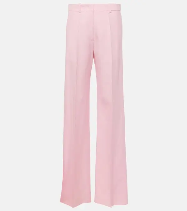 Valentino Garavani Wool And Silk Wide-leg Pants - Pink