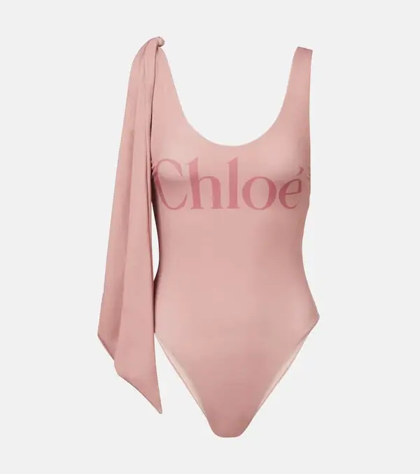 Chloé Knotted Logo Swimsuit - Pink