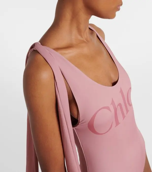 Chloé Knotted Logo Swimsuit - Pink