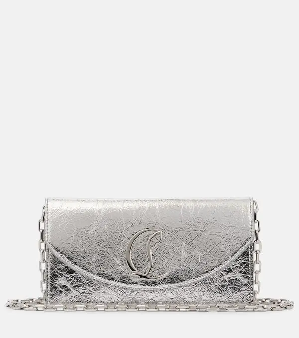 CHRISTIAN LOUBOUTIN Loubi54 Metallic Leather Clutch - Silver
