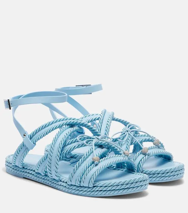 Mach & Mach Embellished Woven Sandals - Blue