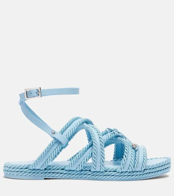 Mach & Mach Embellished Woven Sandals - Blue