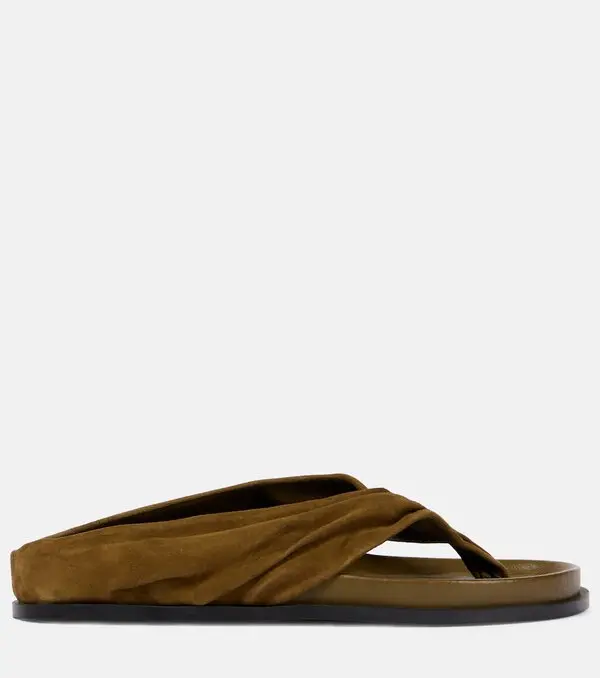 A.emery Shaw Suede Thong Sandals - Brown