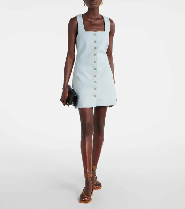 Faithfull The Brand Jaques Linen Mini Dress - Turquoise