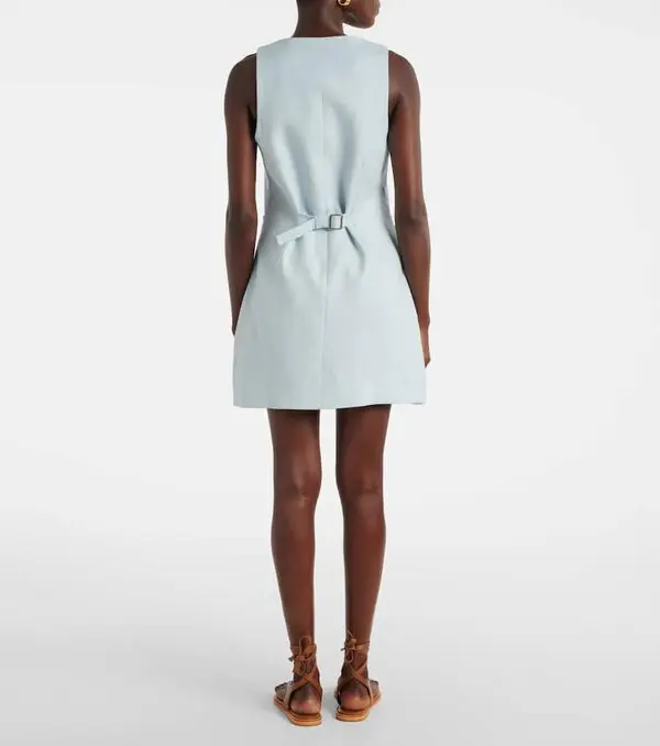 Faithfull The Brand Jaques Linen Mini Dress - Turquoise