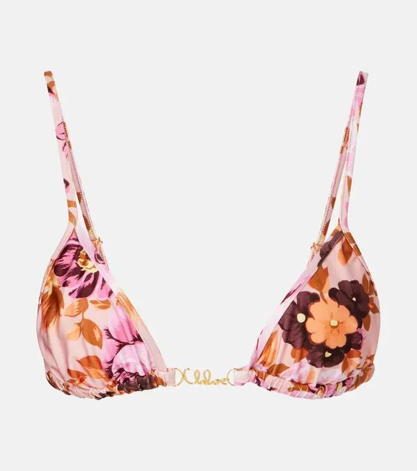 Chloé Logo Floral Bikini Top - Pink