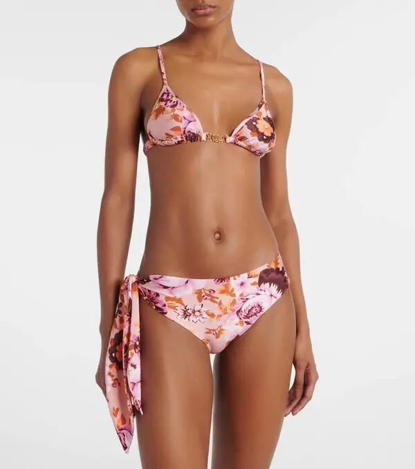 Chloé Logo Floral Bikini Top - Pink