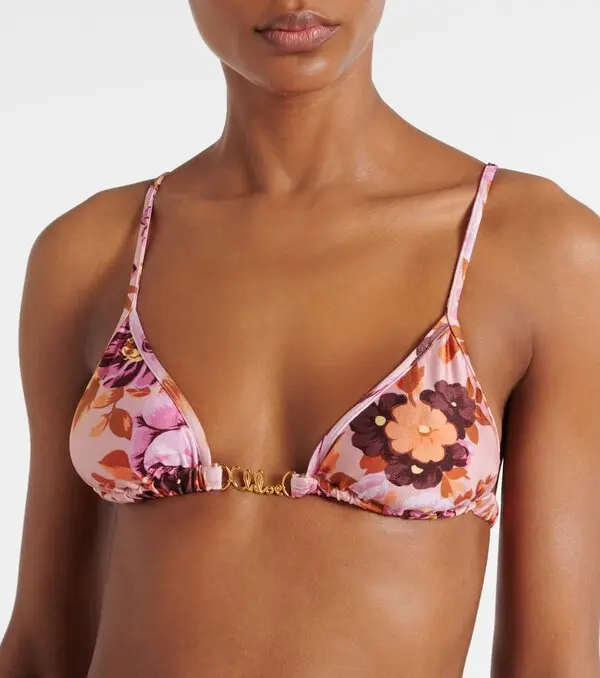 Chloé Logo Floral Bikini Top - Pink