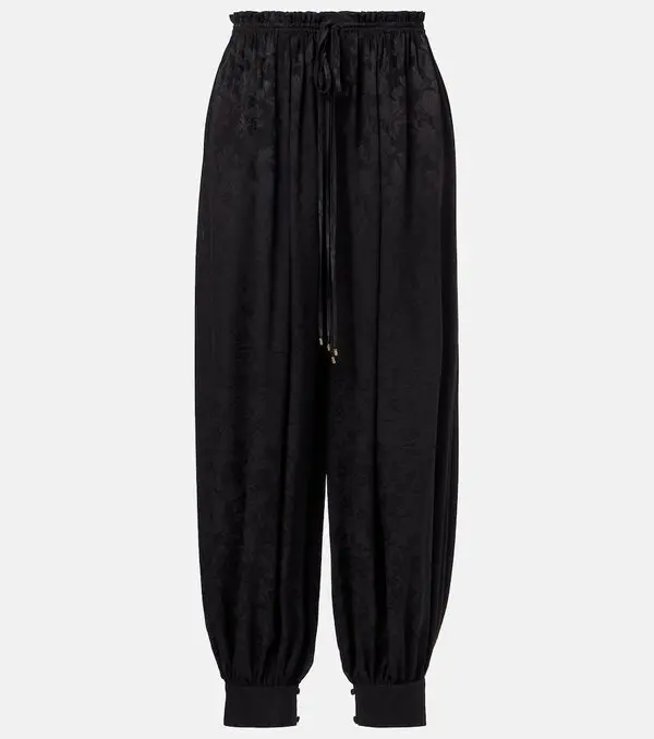 Chloé Silk Jacquard Wide-leg Pants - Black