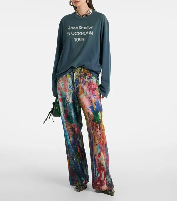 Acne Studios Logo Distressed Cotton-blend Jersey T-shirt - Blue