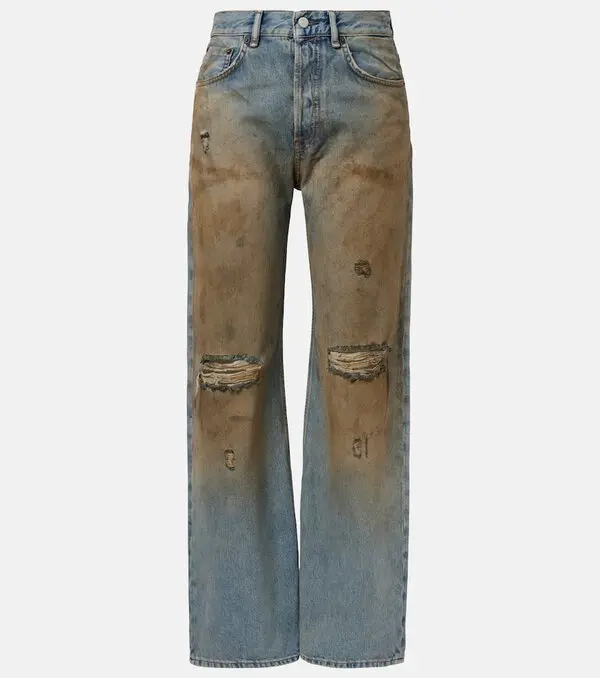 Acne Studios Distressed Wide-leg Mid-rise Jeans