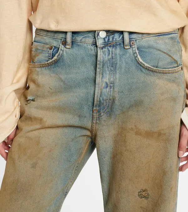 Acne Studios Distressed Wide-leg Mid-rise Jeans