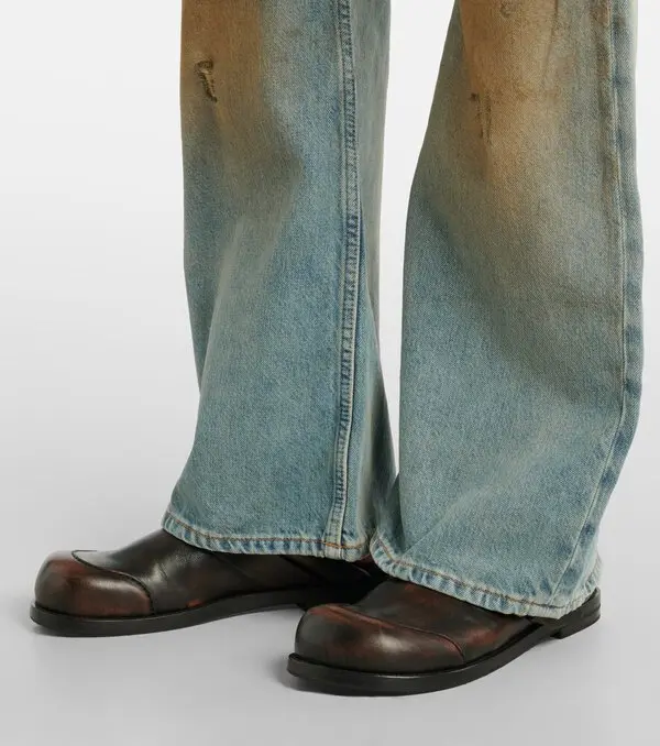 Acne Studios Distressed Wide-leg Mid-rise Jeans