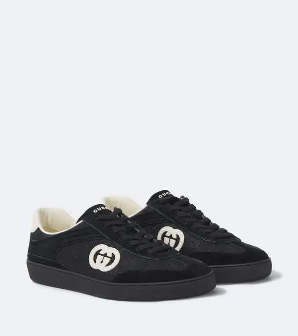 Gucci Suede And Canvas Sneakers - Onyx