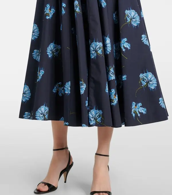 EMILIA WICKSTEAD Floral Cotton Midi Dress - Blue