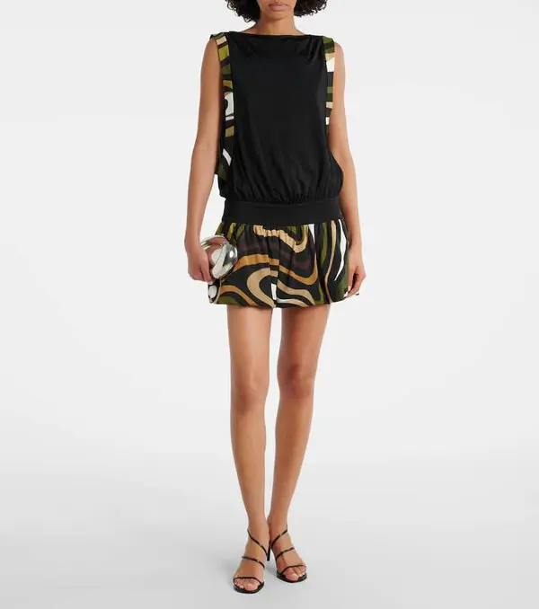 Emilio Pucci Marmo Gathered Jersey Minidress