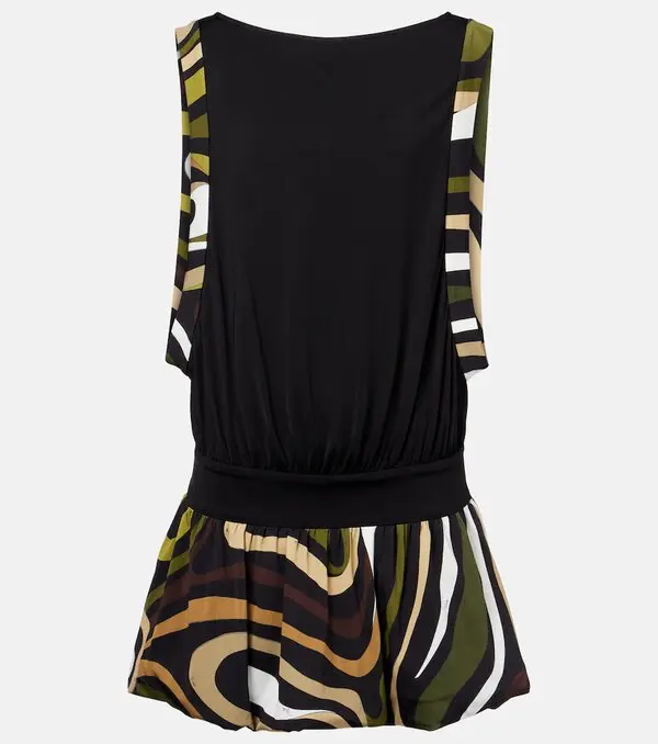 Emilio Pucci Marmo Gathered Jersey Minidress - Black