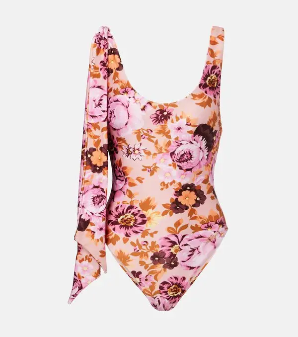 Chloé Floral Knot-detail Swimsuit - Pink