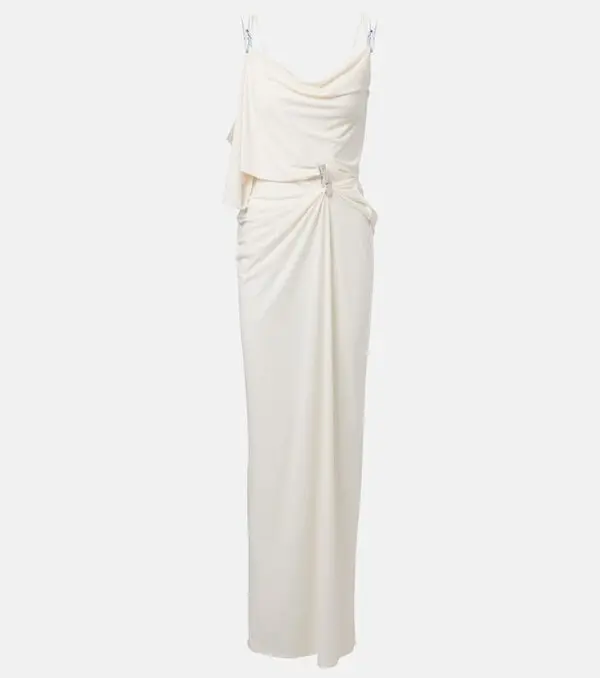 Coperni Draped Embellished Jersey Maxi Dress