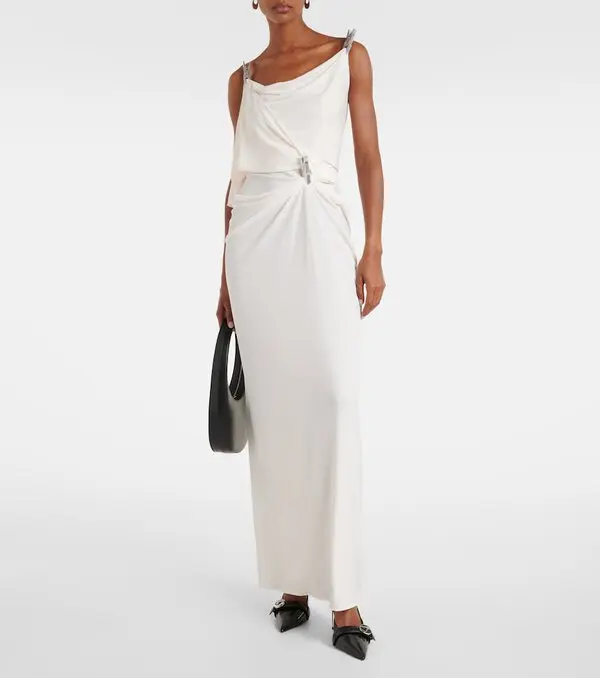Coperni Draped Embellished Jersey Maxi Dress