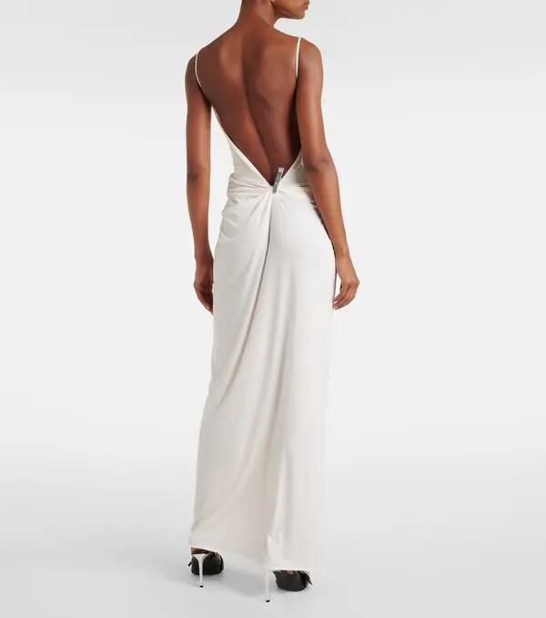 Coperni Draped Embellished Jersey Maxi Dress