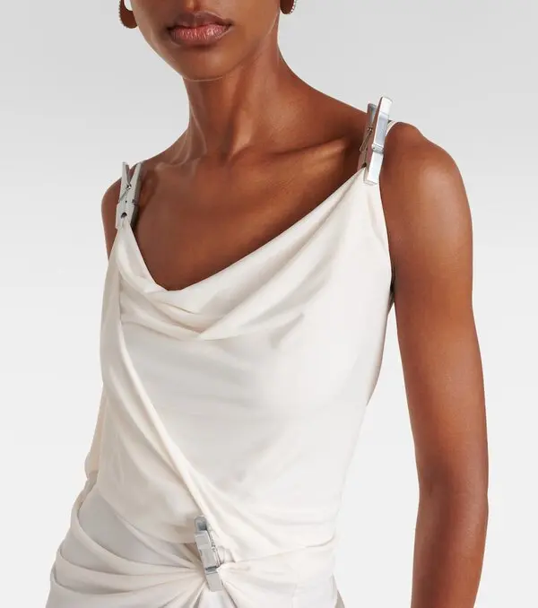 Coperni Draped Embellished Jersey Maxi Dress