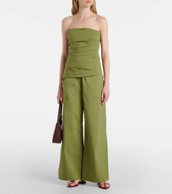 Simkhai Emerson Ruched Cotton-blend Tube Top - Green