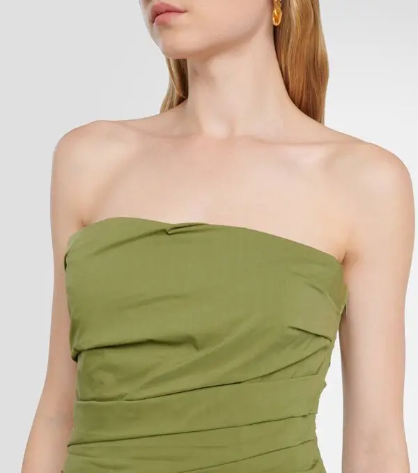 Simkhai Emerson Ruched Cotton-blend Tube Top - Green