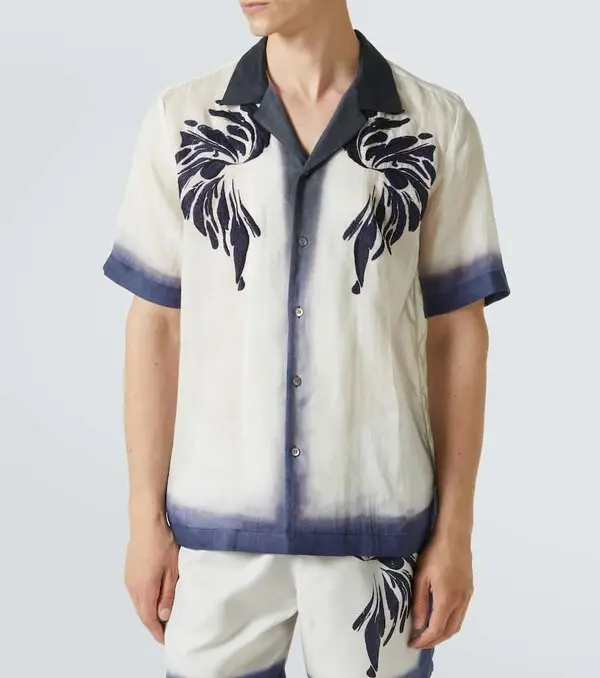 Dries Van Noten Embroidered Bowling Shirt - Blue