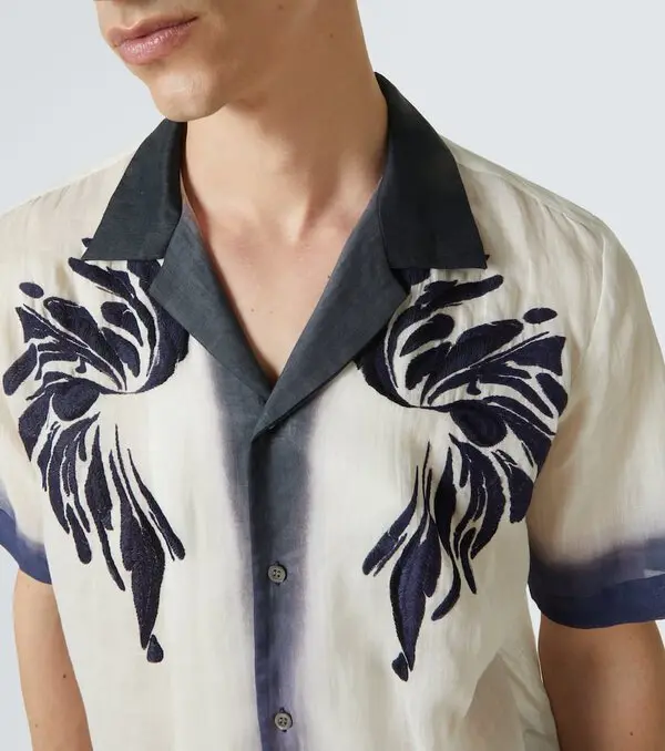Dries Van Noten Embroidered Bowling Shirt - Blue