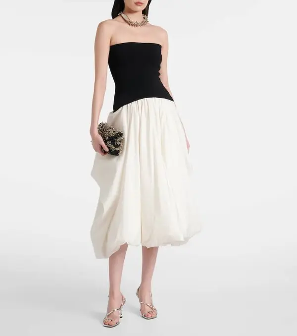 Simkhai Izzy Strapless Taffeta Midi Dress - White