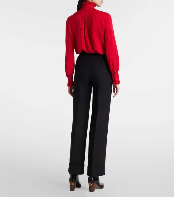 Valentino Garavani Wool And Silk Wide-leg Pants