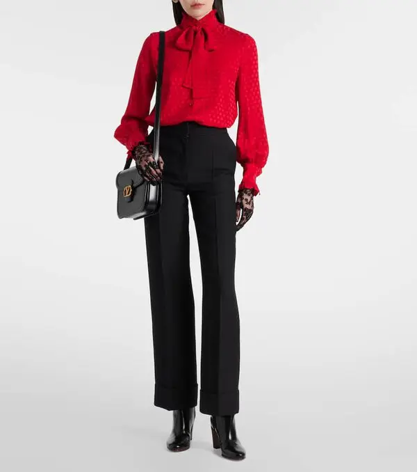 Valentino Garavani Wool And Silk Wide-leg Pants